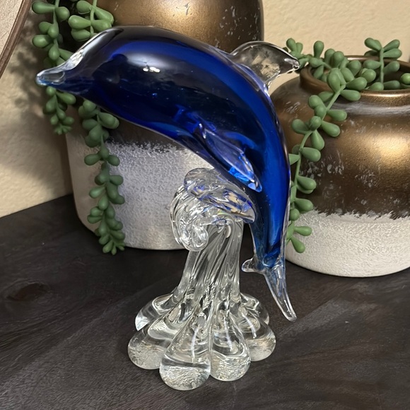 Art | Blue Glass Dolphin Sculpture | Poshmark